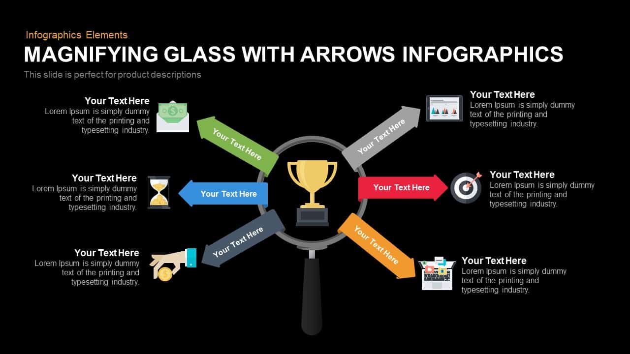 Magnifying Glass PowerPoint Template With Arrows - Slidebazaar Magnifying Glass PowerPoint Template With Arrows - Slidebazaar